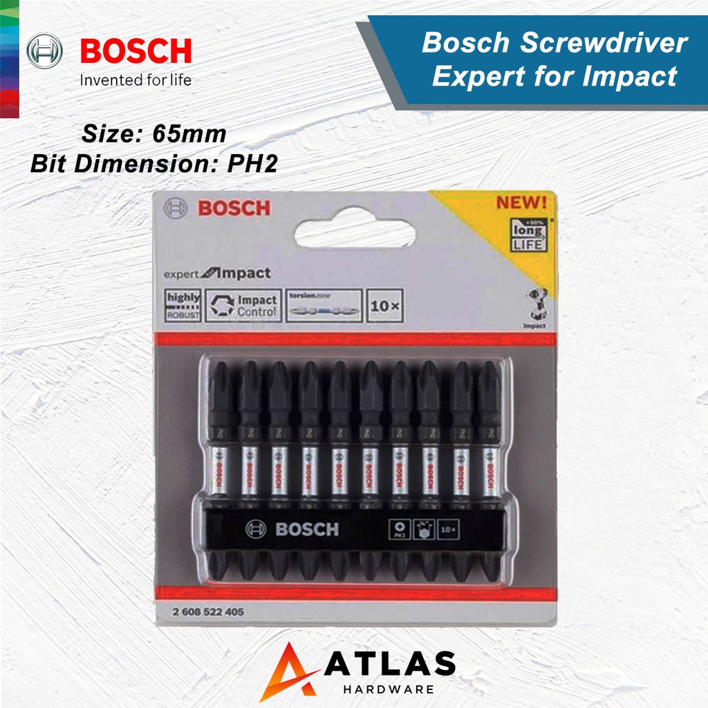 Bosch Impact Bits Screwdriver 65mm PH2-PH2 10pcs set ( 2 608 522 405 ...