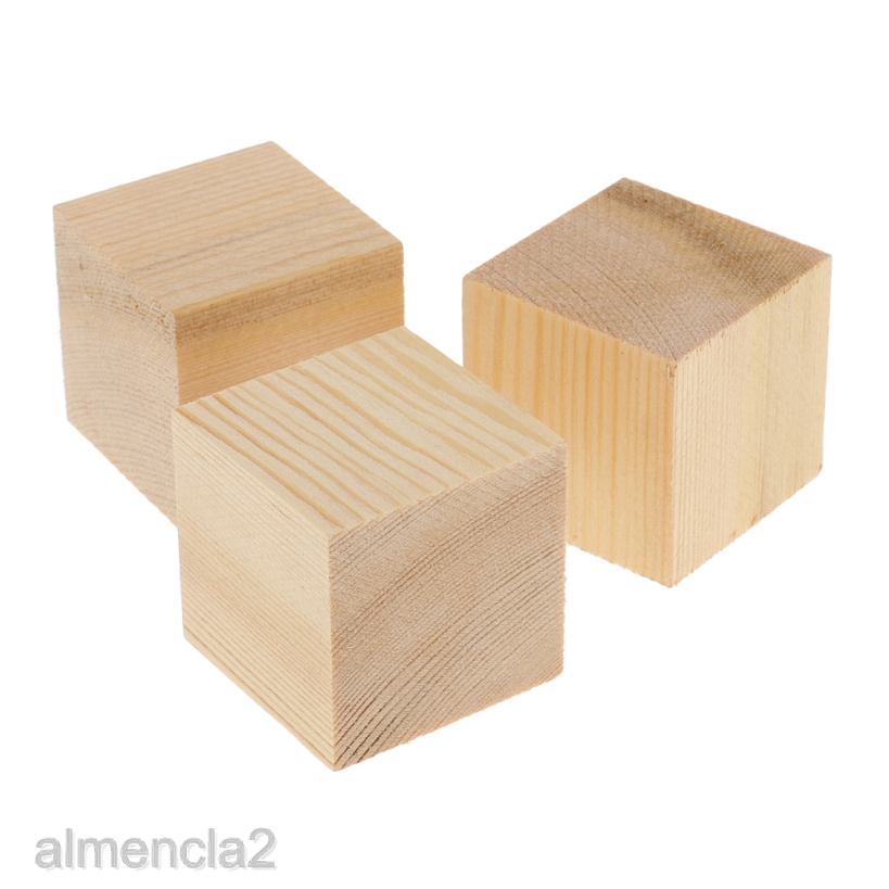 Natural Wood Cube Blocks Unfinished Wooden Cubes for Hobbies Model ...