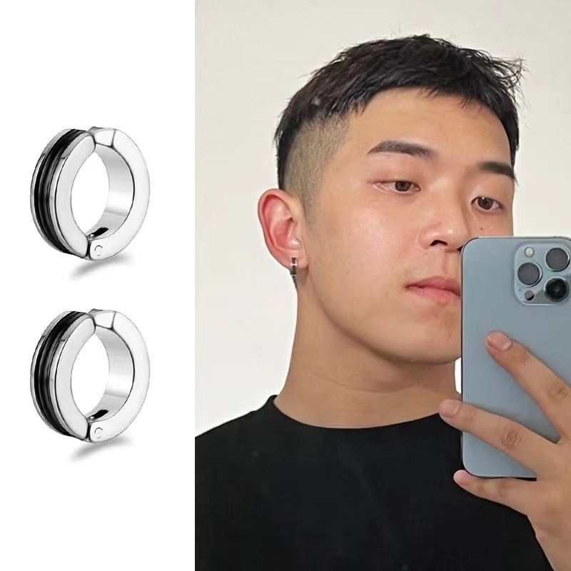 Simple Stainless Steel Round Ear Cuff For Women Men Jewelry Statement ...