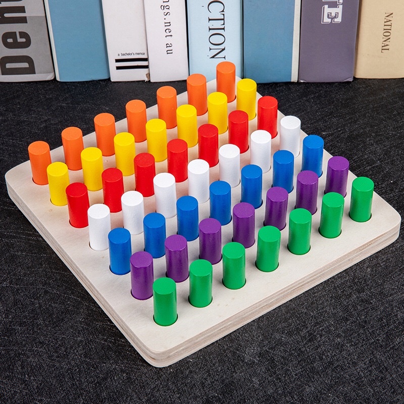 Wooden colored pegs montessori toy for sorting and counting | Shopee ...