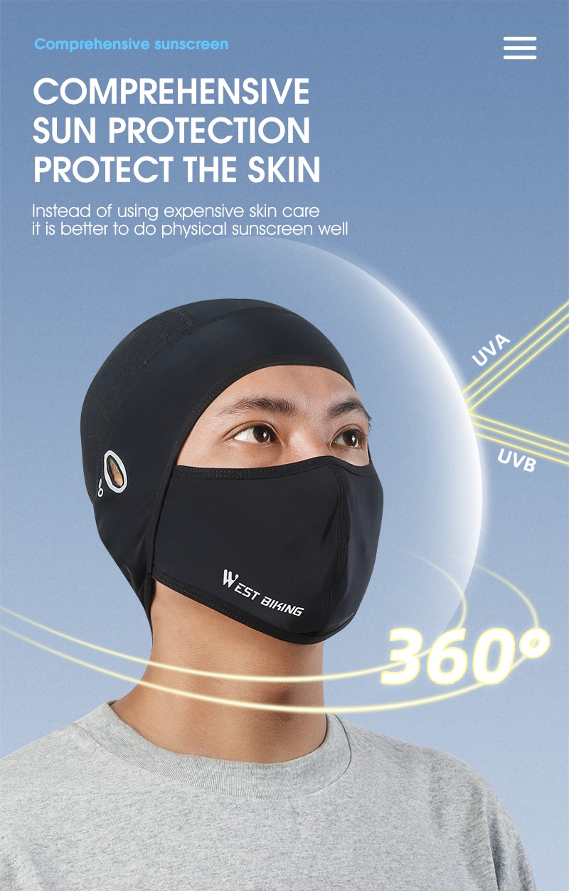 WEST BIKING Sun Protection 360° Mask Bike Balaclava Full Face Mask Men ...