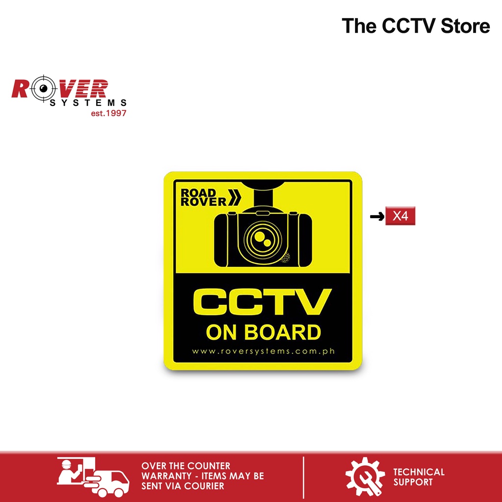 Rover Systems Decal Sticker 4 Pcs. CCTV on Board 3.5 x 3.5 Inches 4 ...