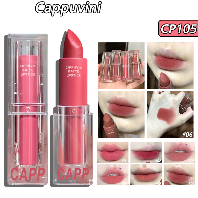 Cappuvini Transparent Tube Matte Lipstick Long-Lasting Waterproof Lip ...