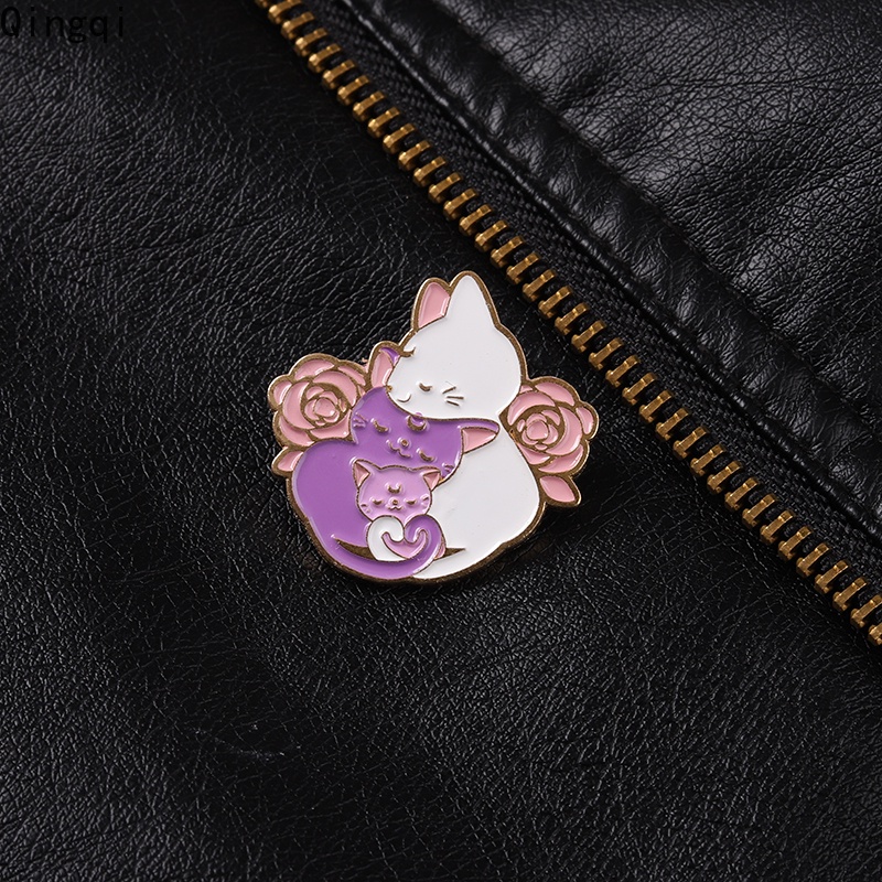 Creative Cartoon Hug Cat Flower Enamel Pin Brooch Cute Cat Animal Alloy ...