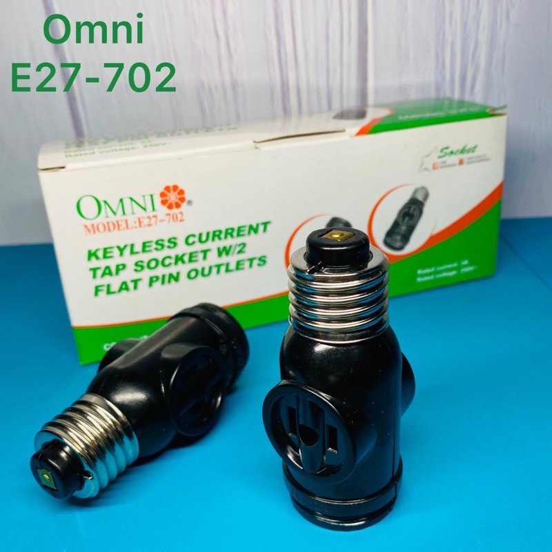 Omni E27-702 1 Pc Keyless Current Tap Socket with 2 Flat Pin Outlets ...