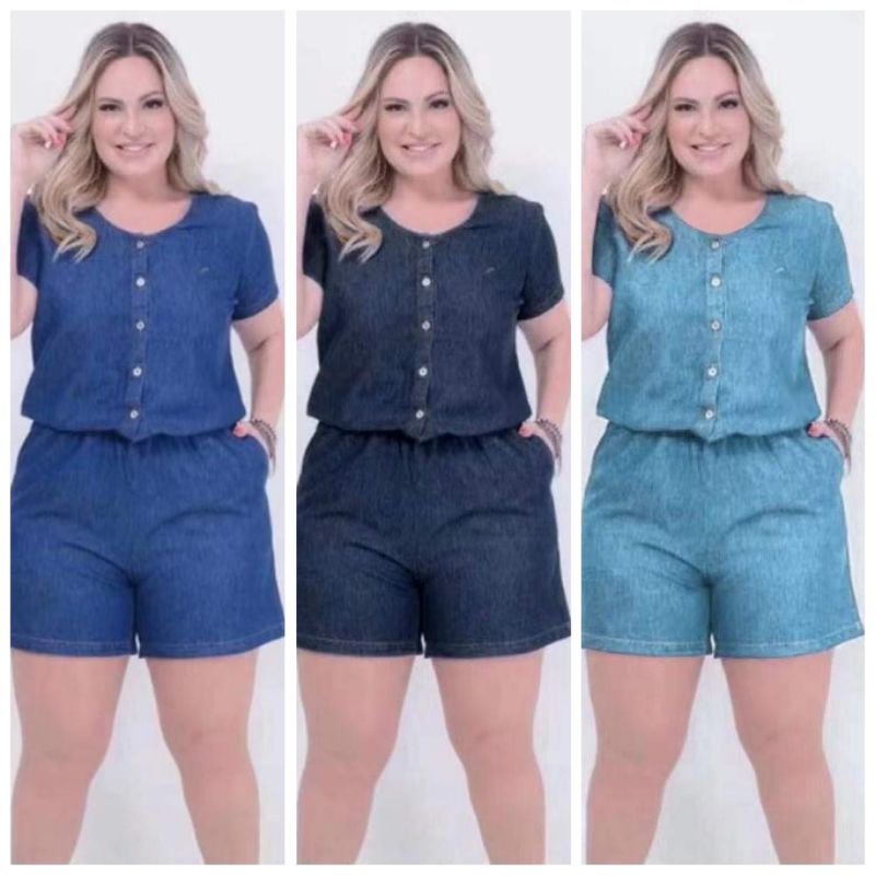 8698 / 8697 A.M Denim Plus size Jumpshort (FIT TO XL) | Shopee Philippines