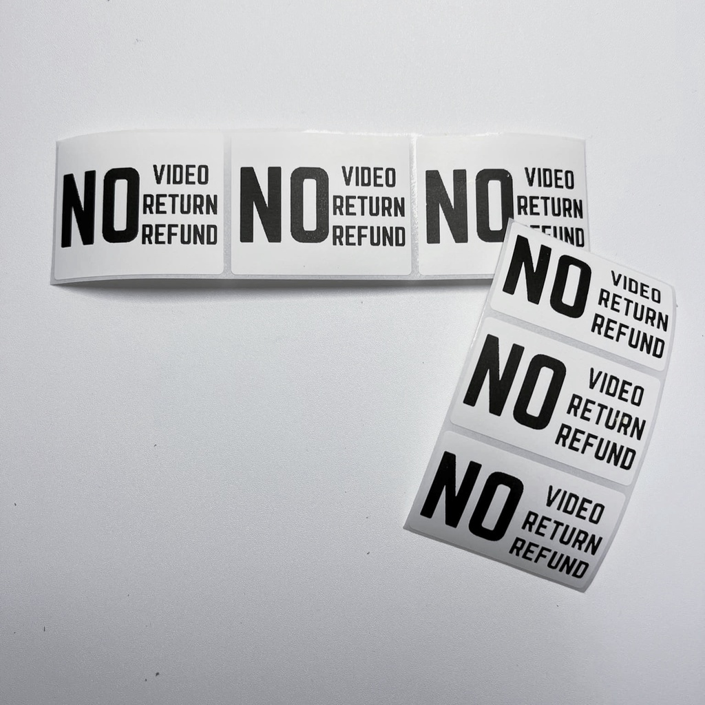 NO VIDEO NO RETURN NO REFUND Customized Thermal Packaging Sticker Label ...