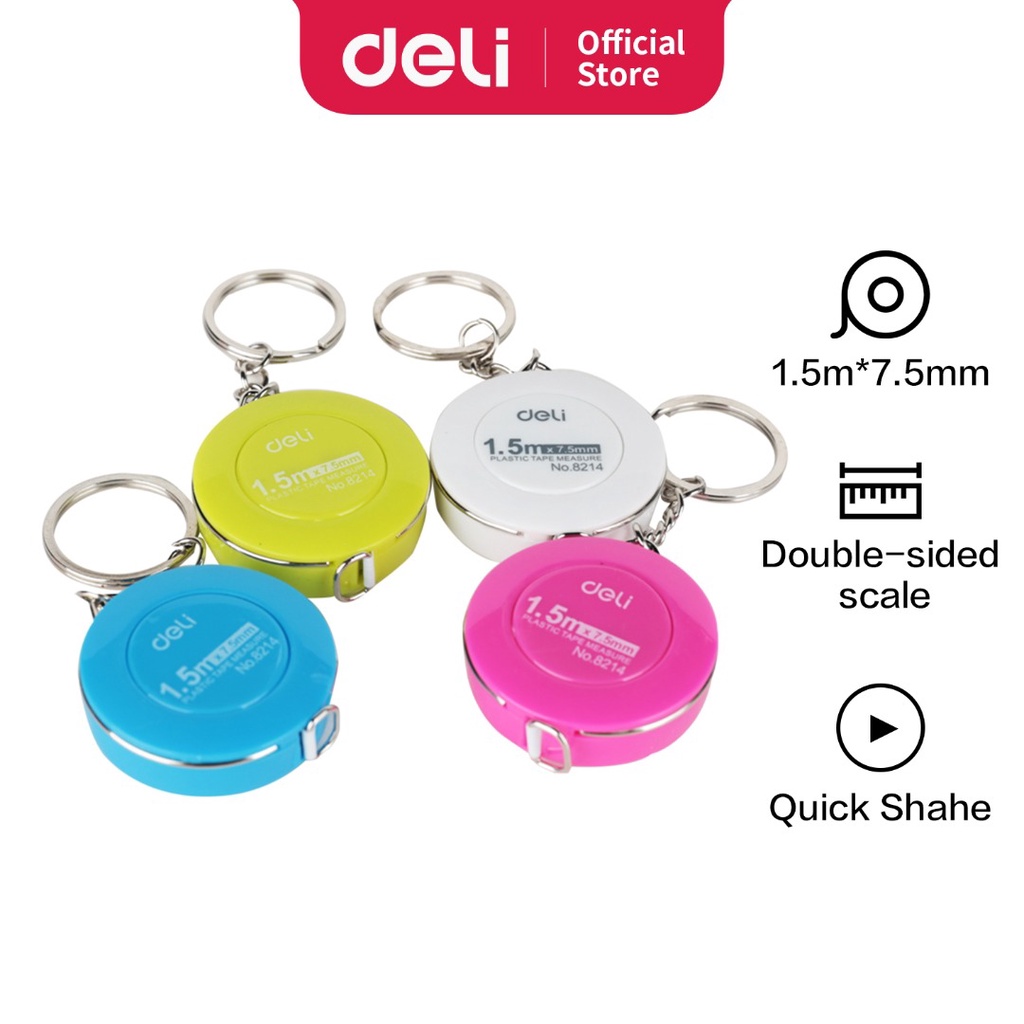 Deli Ruler 8214 Mini Measure Tape Clear Scale (7.5mmx1.5m) [Per Pcs ...