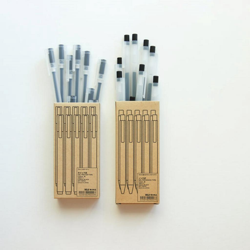 Muji Cap Type/Knock Type Gelpen/Refills Pack of 10 (Black Ink ...
