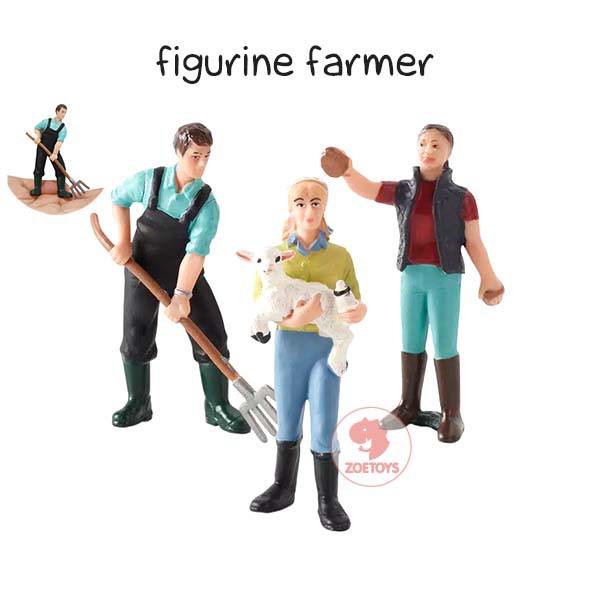 Zoetoys Figurine Farmer 3pcs | Character Miniature Farmer Figure Model ...