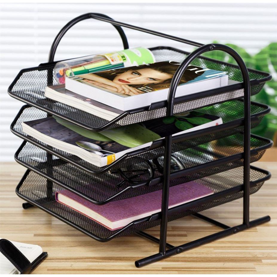 Office supplies desk tray/wire mesh 4-layer file tray/basket rack multi ...