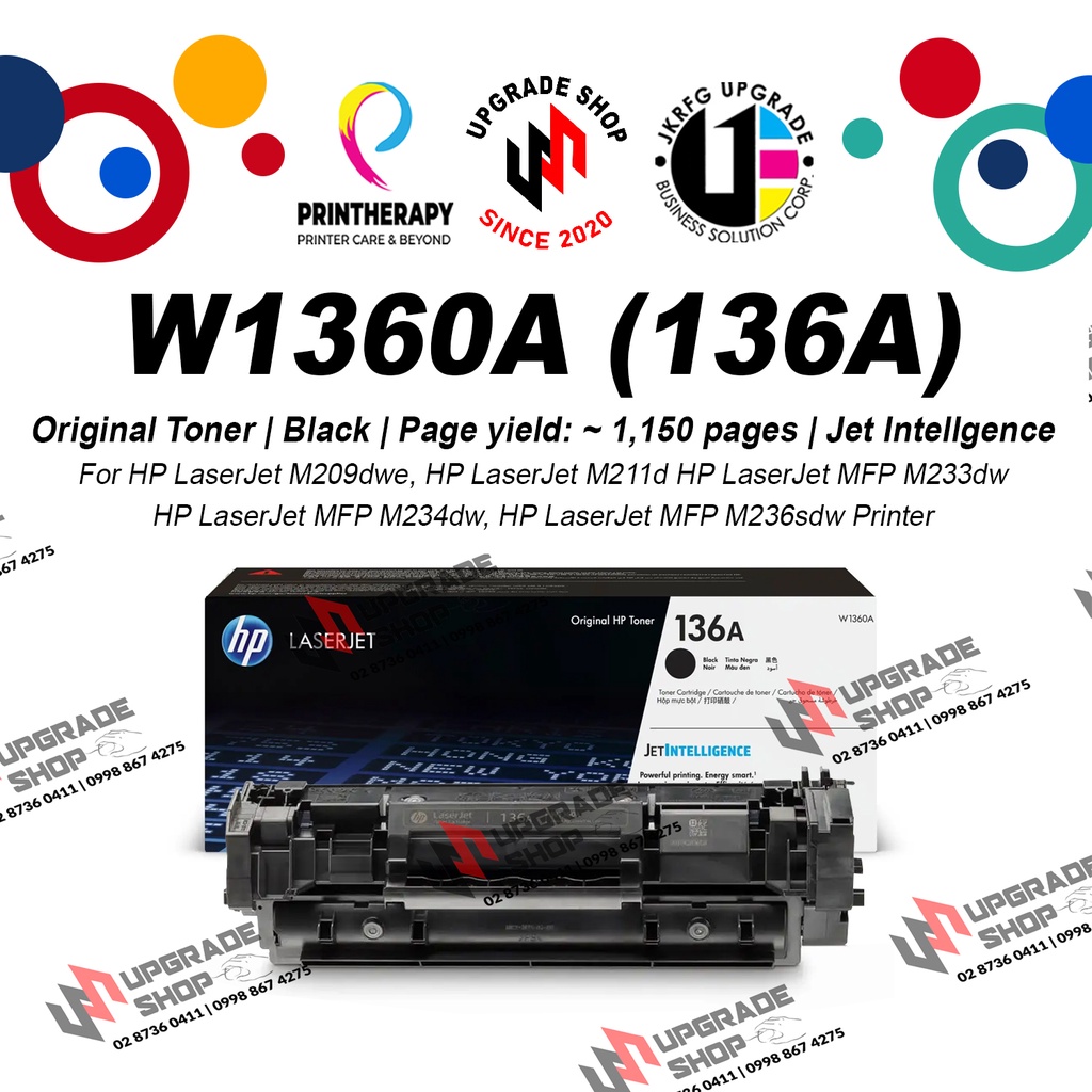 136A Black Original LaserJet Toner Cartridge | 136 | W1360A| W1360 ...