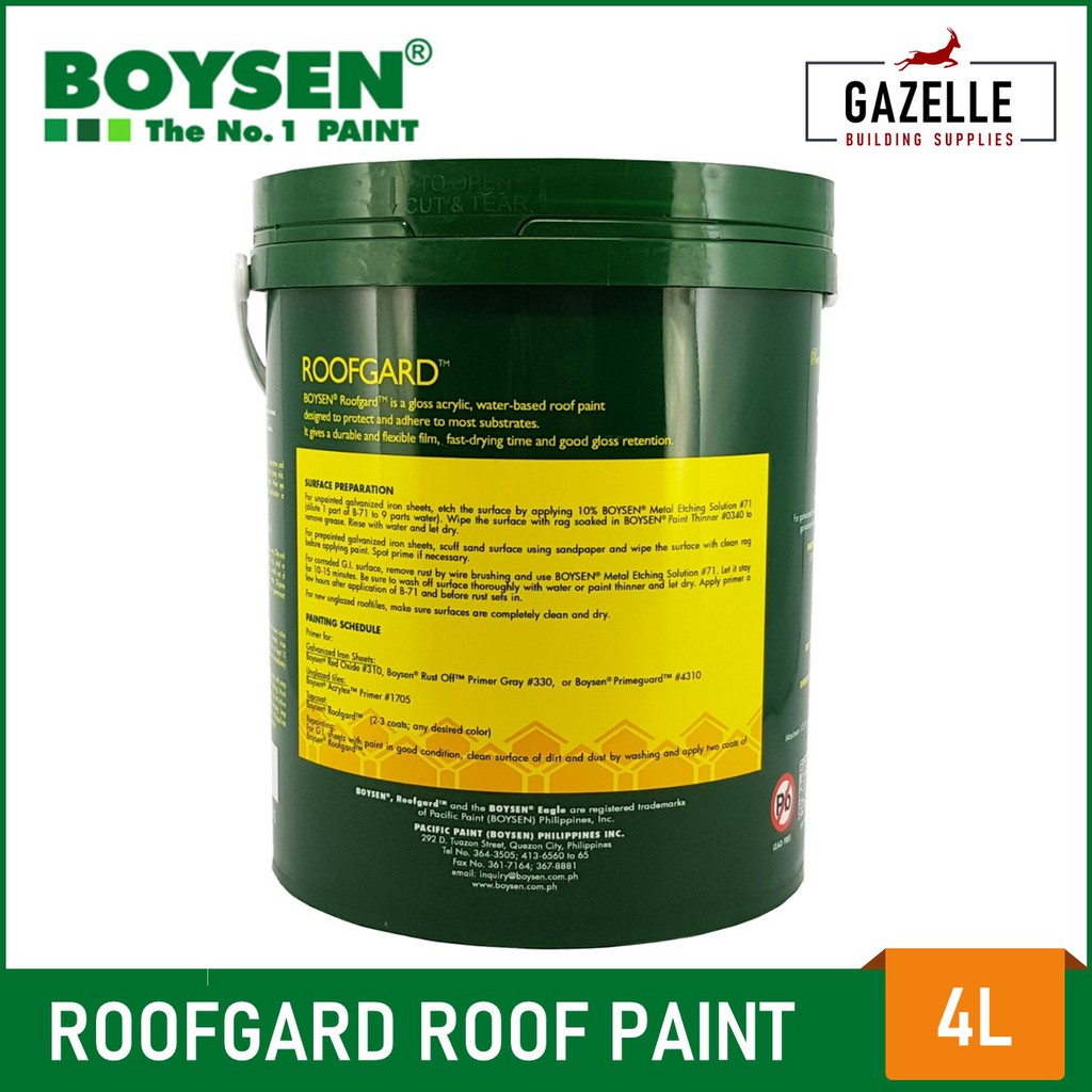 Boysen Roofgard Roof Paint - 4L (8 colors) | Shopee Philippines