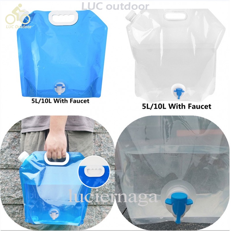 LUC 5L/10L Outdoor Folding Foldable portable Collapsible Water Bags Car Drinking Carrier ...