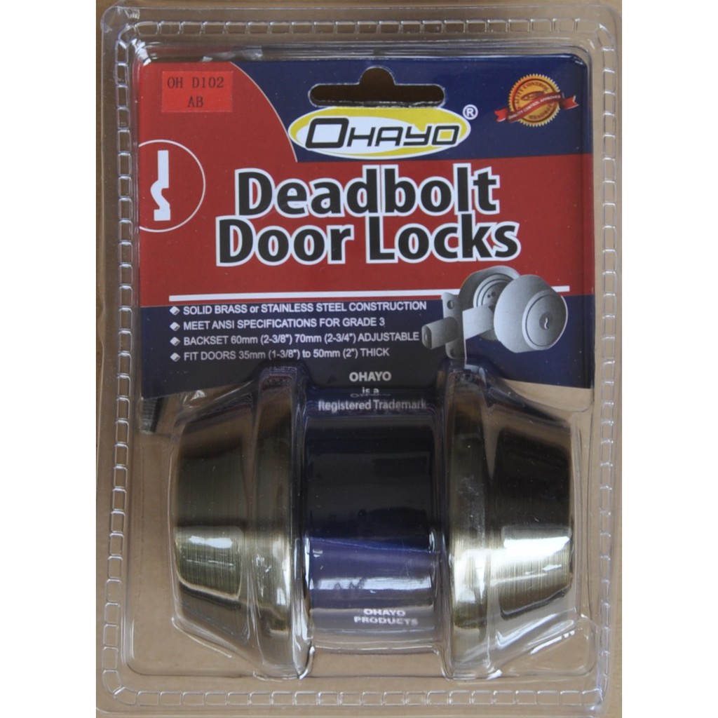 OHAYO deadbolt door lock double 102 antique brass stainless | Shopee ...