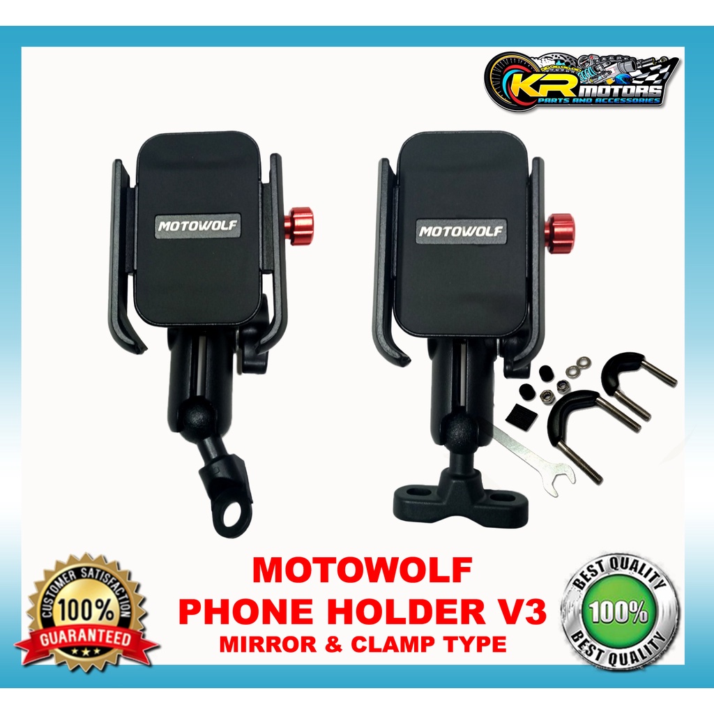 Motowolf Phone Holder V3 for Motorcycle Accessories / Pro Grip Phone Holder with Cover ...