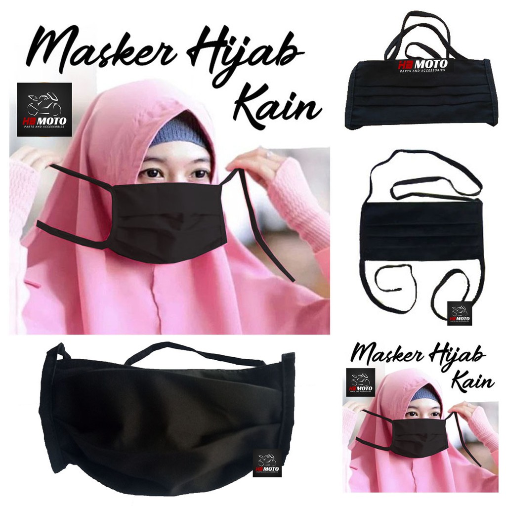 Anti-Pollution Fabric Mask Model Hijab Headloop Tie-On Fill 12pcs ...
