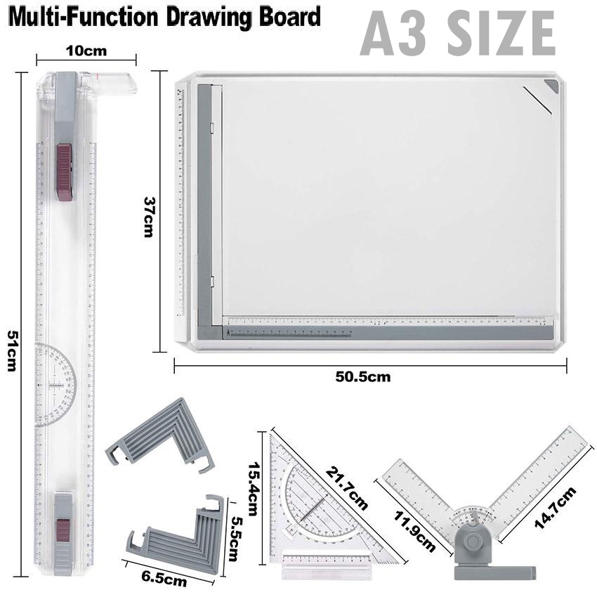 Drawing Board Draft Painting Board with Parallel Rulers Corner Clips ...