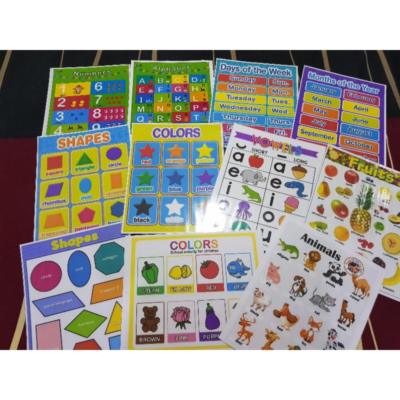 ESL Props - 11 Laminated Charts For Kids | Shopee Philippines