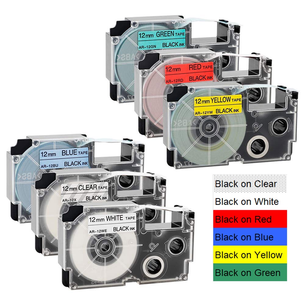 XR-12WE XR-9WE Label Maker Tape for KL-60 KL-100 KL120 KL-130 KL-750 KL ...