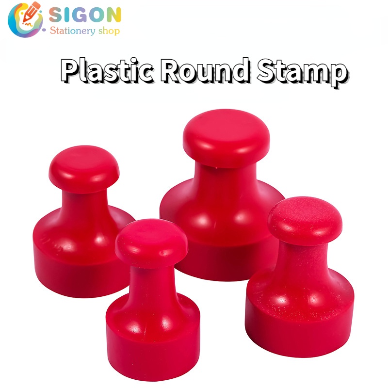 Round Stamp Red Rubber Stamp 10MM-38MM Plastic Material Stamp | Shopee ...