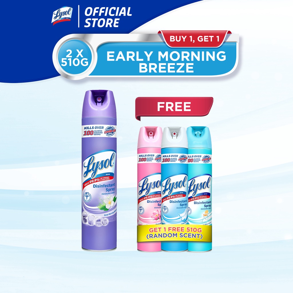 B1G1 Lysol Disinfectant Spray Early Morning Breeze 510g (Random Scent) | Shopee Philippines