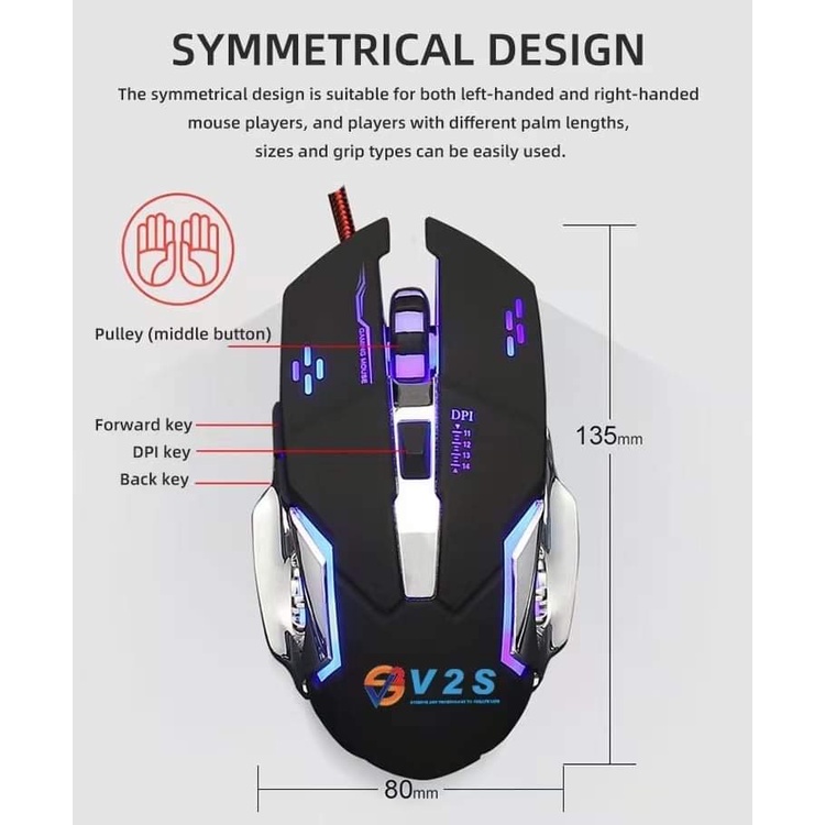 V2S MS-105 USB Gaming Mouse High configuration With RGB Four-Color ...
