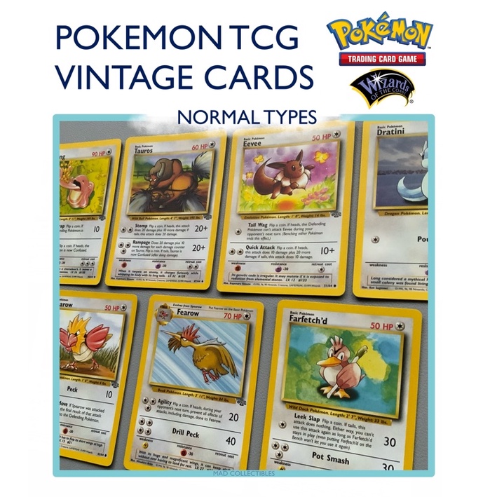Vintage Pokemon TCG - Normal Type Cards - Eevee Lickitung Fearow ...