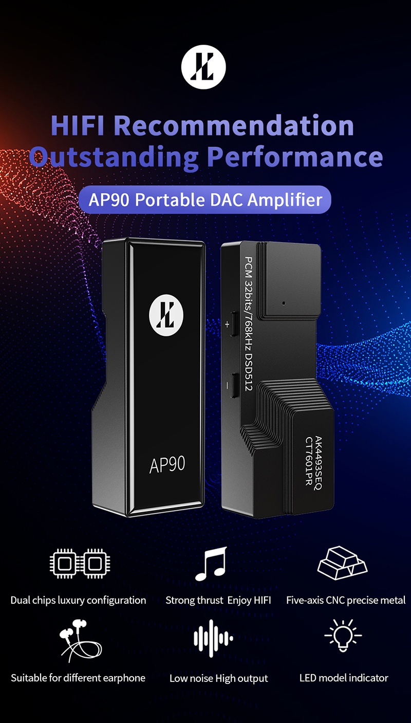 JCALLY AP90 Portable DAC Amplifier With AK4493SEQ Phones AMP Supports ...