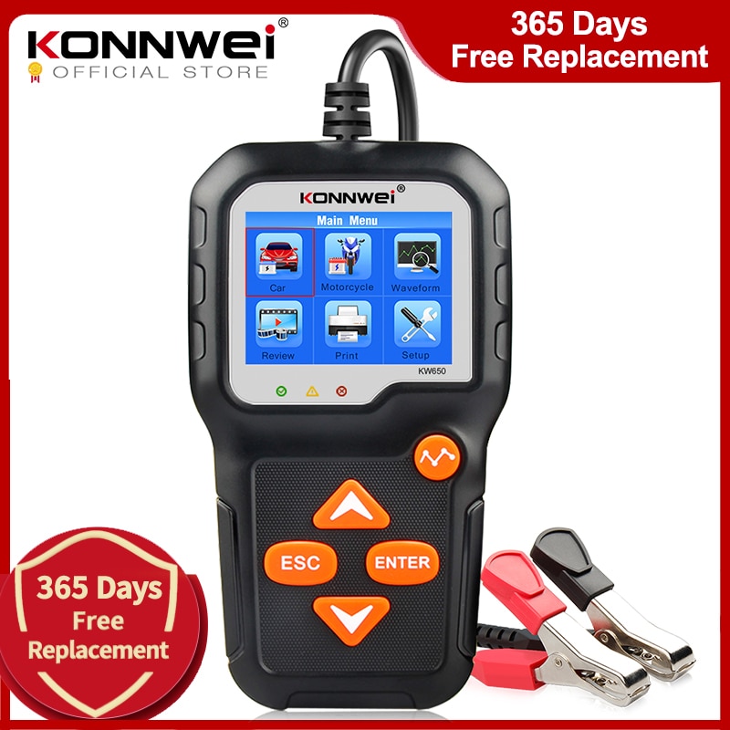 KONNWEI KW650 Car Motorcycle Battery Tester 12V 6V Battery System ...