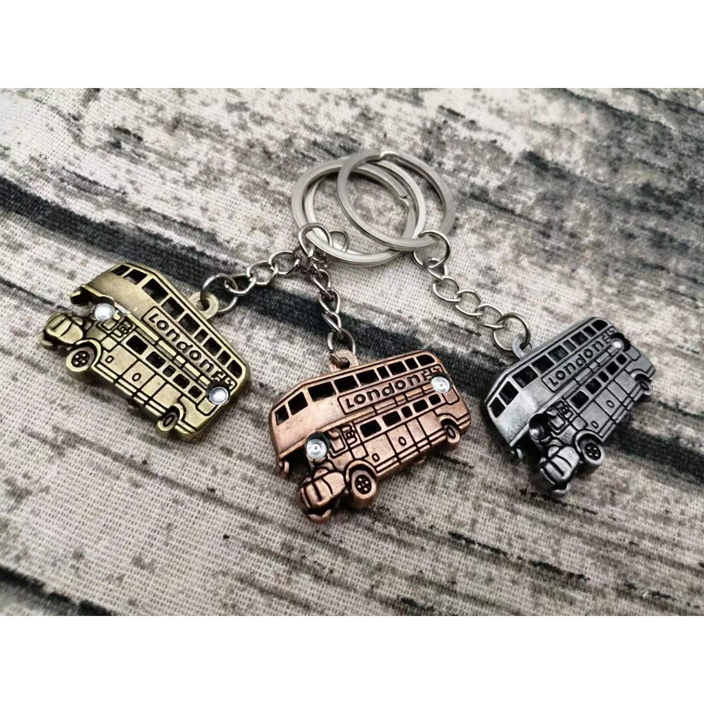 12 Pieces Metal Londom Bus Key Ring Keychain with different Colors ...