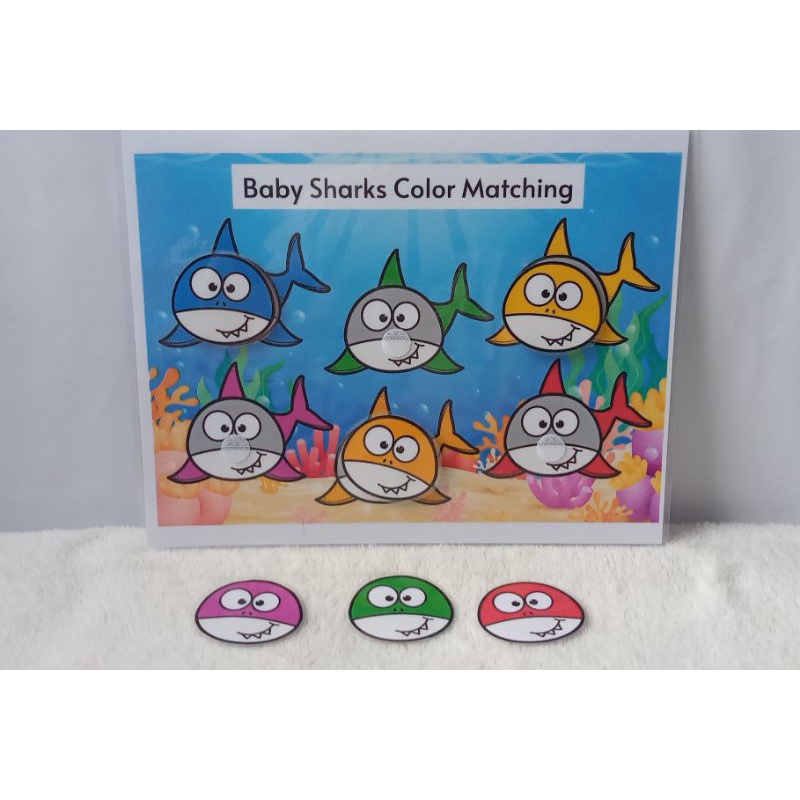 Baby Sharks Color Matching Busy Book Laminated Activities Toddlers ...
