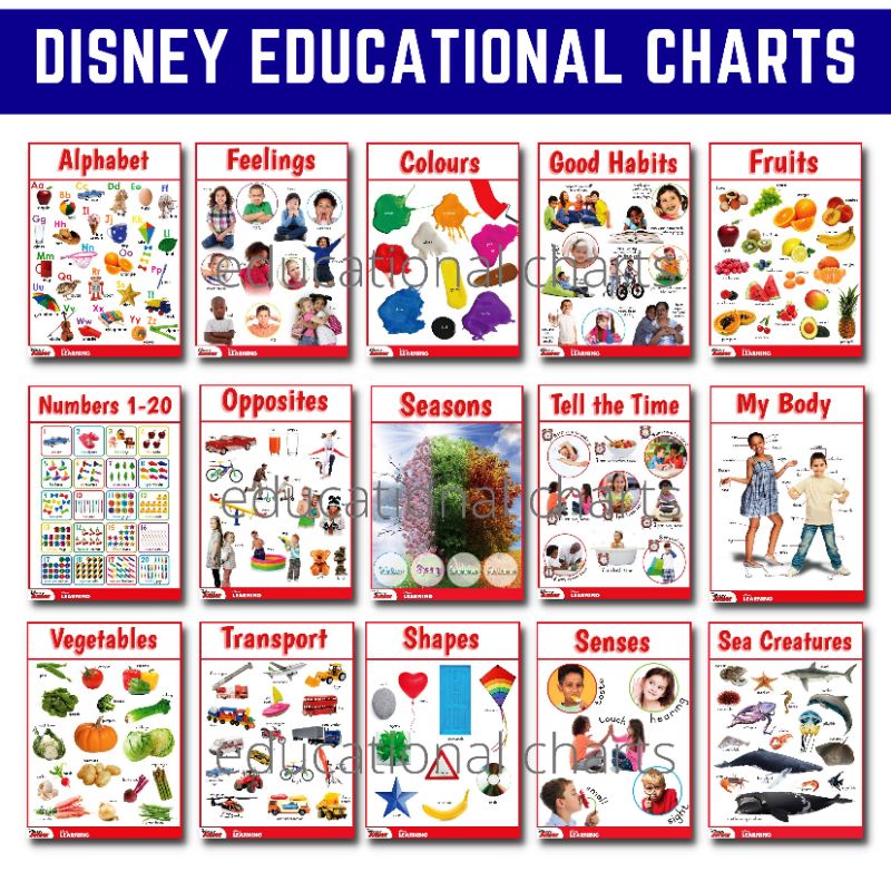Disney Educational Laminated Charts for kids, A4 Size | Shopee Philippines
