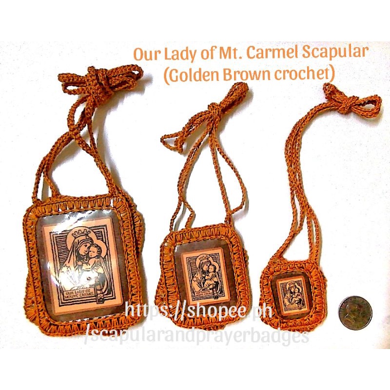Scapular of Our Lady of Mt. Carmel /Brown Scapular (in Golden Brown ...