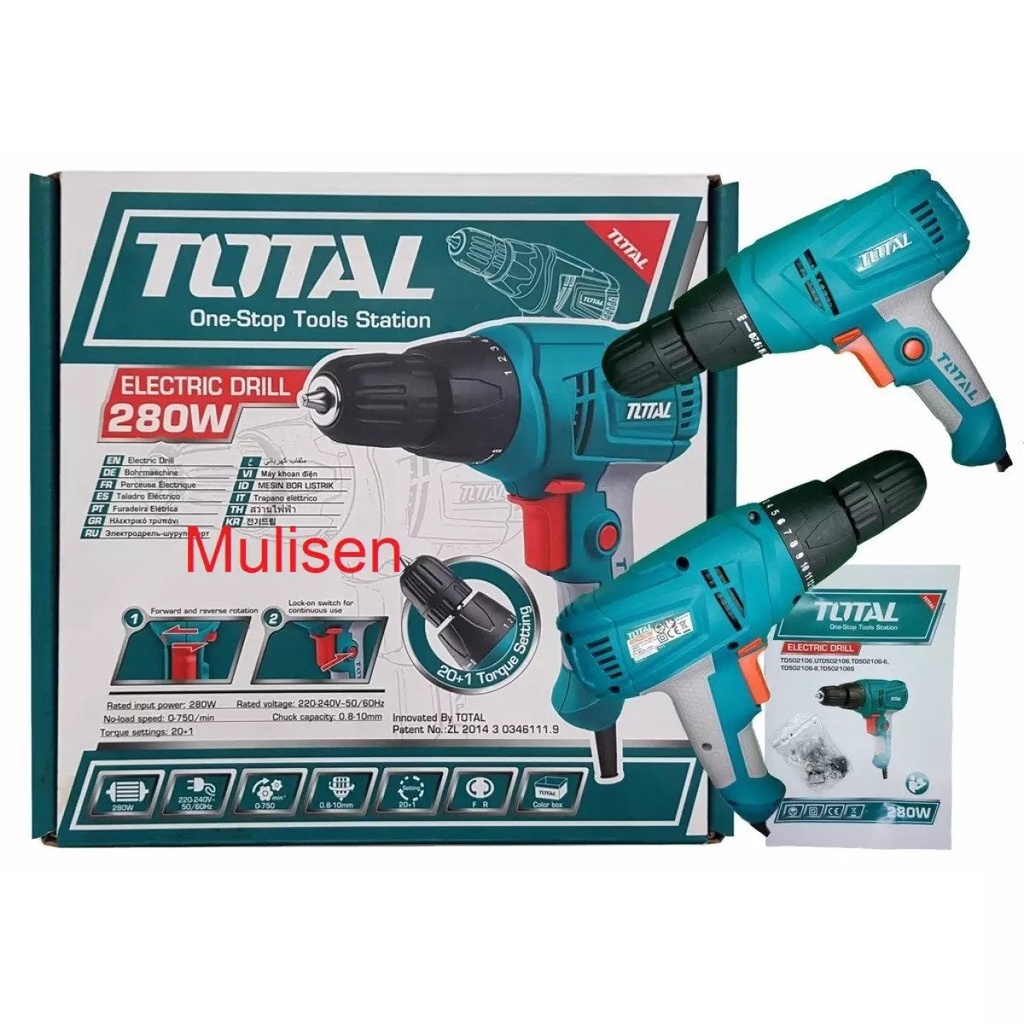 TOTAL Electric drill 280W (TD502106) - Mulisen | Shopee Philippines