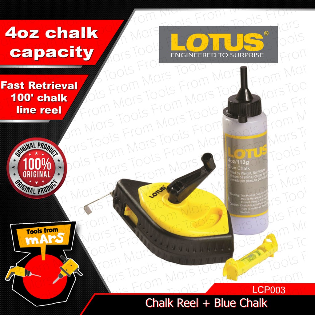 Lotus Chalk Reel + Blue Chalk LCP003 Lutos •TOOLS FROM MARS• | Shopee ...