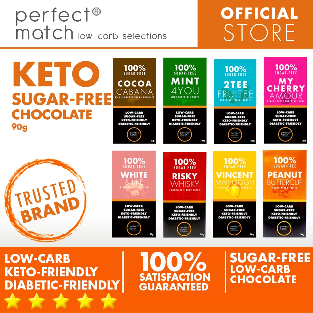 PerfectMatch Low-carb® l Keto Sugar-free Chocolate Bar 90g | Shopee ...