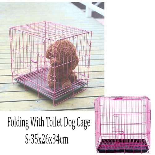 ANIMAL CAGE001 Pet Wire Folding Cage Dog Crate with Pull out Tray, Pink ... ANIMAL CAGE001 Pet Wire Folding Cage Dog Crate with Pull out Tray, Pink ...