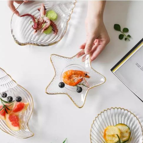 Activebae Transparent Crystal Shell Dish Glass Salad Plates Conch ...