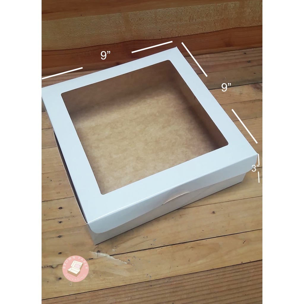 9x9x3 Cake and Pastry Reversible with window in packs of 5 pcs (Brown ...