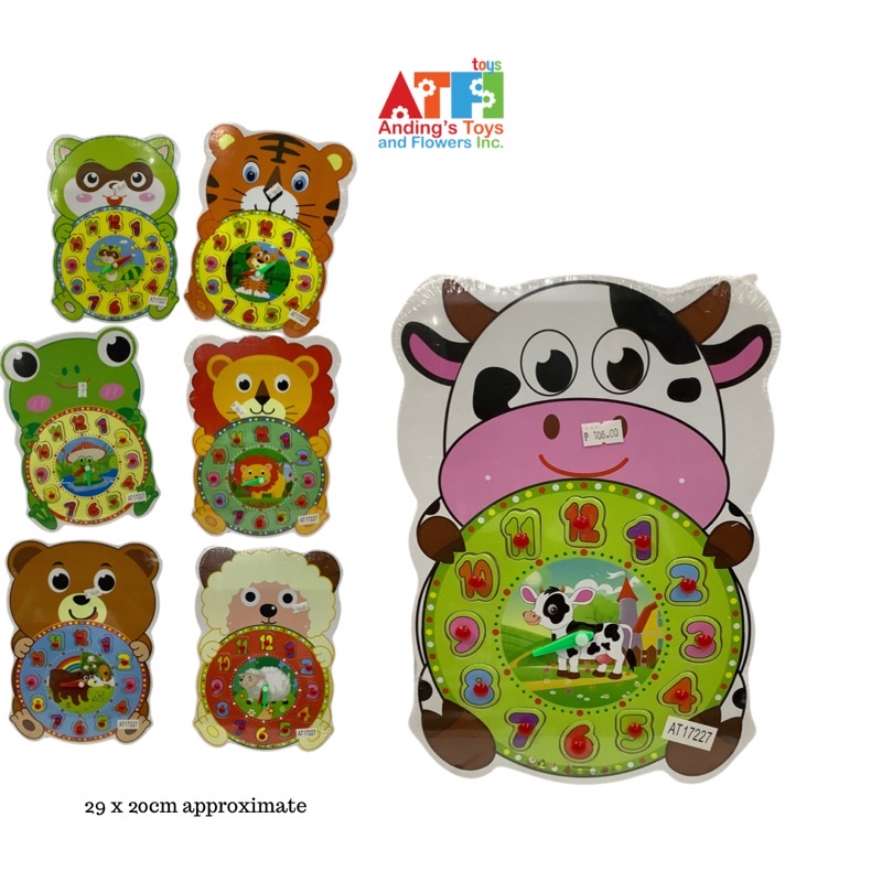 Wooden Animals Time-telling Movable Hands Time Clock Montessori Toys ...