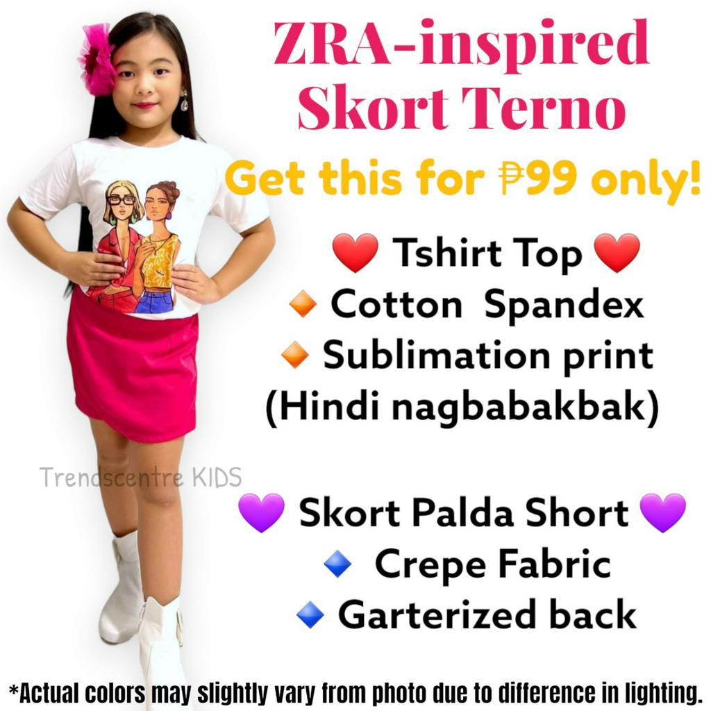 ZRA-inspired Skort Terno Coords Subli Tshirt and Palda Short (Fits 6 to ...