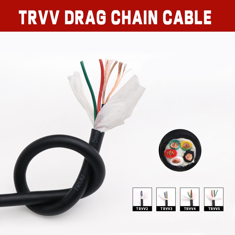 TRVV drag chain cable 2core/3core/4core/5core 0.2/0.3/ 0.5 /0.75/ 1/1.5 square copper core ...