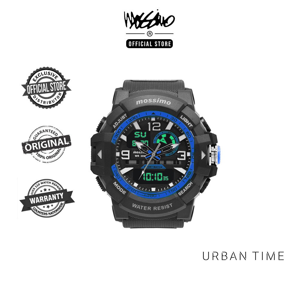Mossimo Black Rubber Strap Analog-Digital Watch MS-1941G-BLU | Shopee ...