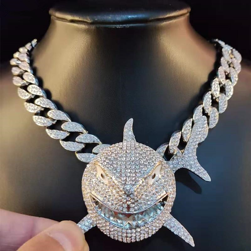 Big Size 6IX9INE Shark Men Hip Hop BOY Jewelry With Iced Out Crystal ...