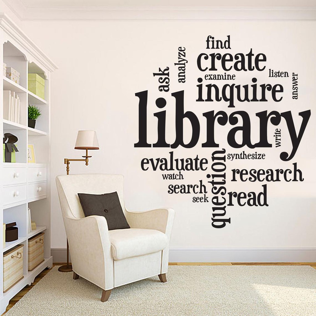 Library Vinyl Wall Art Decals Education Decal Kids Room Reading Room ...