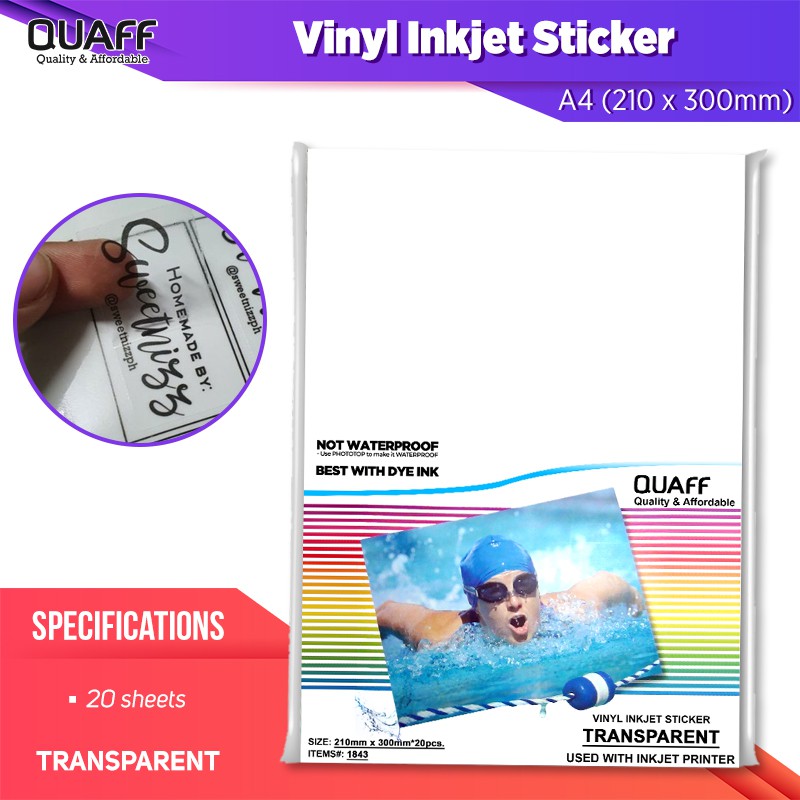 QUAFF Vinyl Inkjet Sticker / Printable Vinyl A4 Size ( Glossy / Matte ...