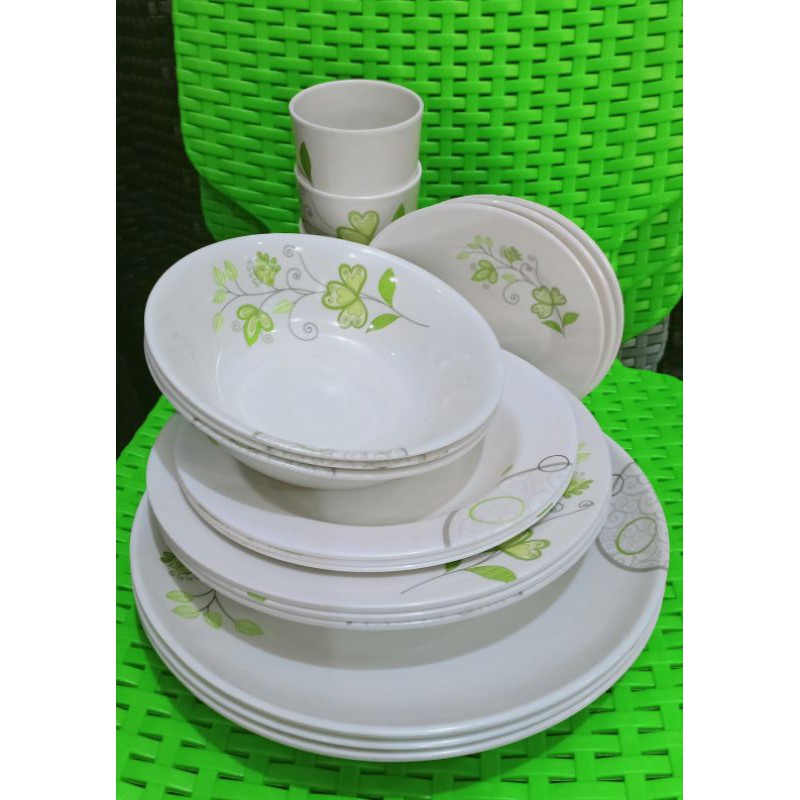 18 Items Starter Set Melaware Dining Set (Plates, Saucers, Soup Bowls ...