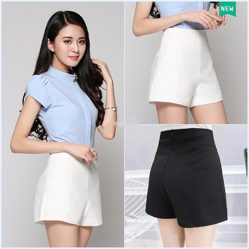 [COD]Women Korean Palda Black White High Waist Formal Shorts Walking ...