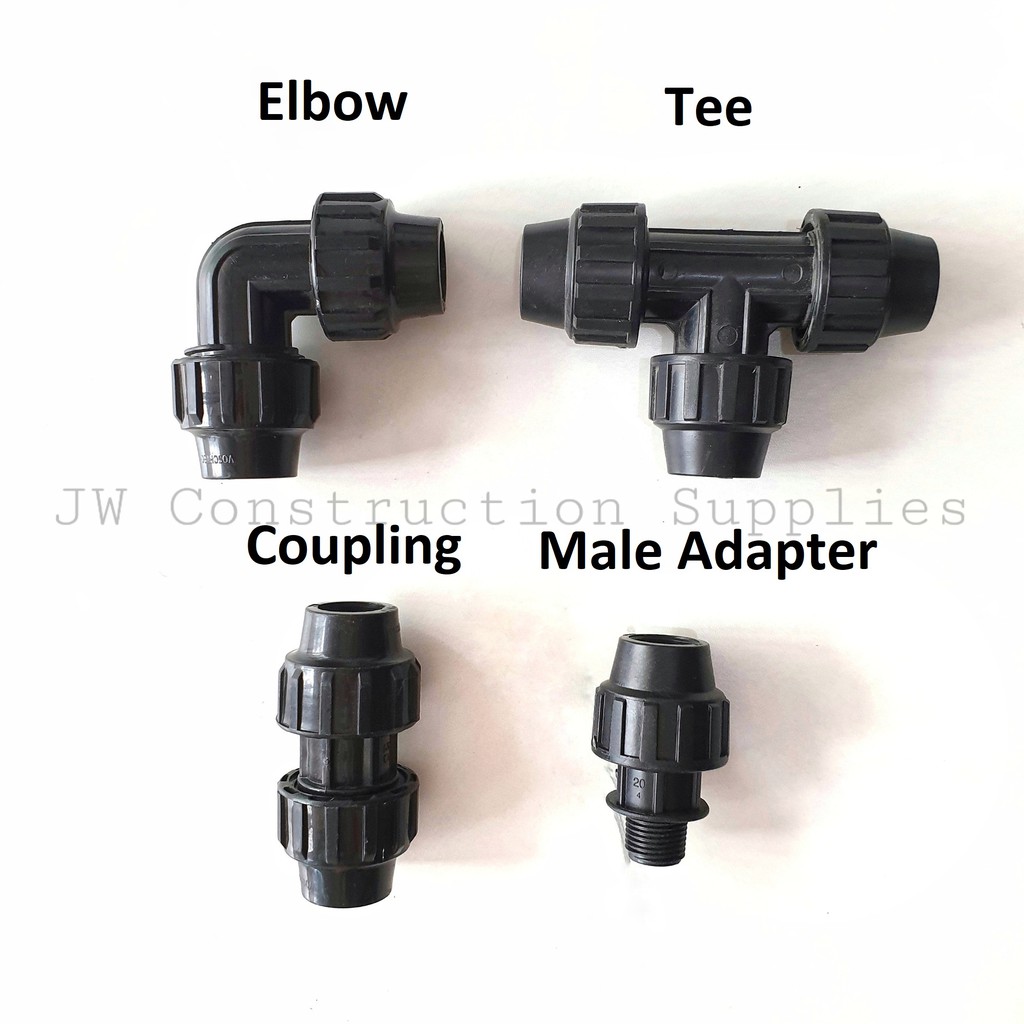 PE Compression Fittings Elbow/ Tee/ Coupling/ Male Adapter/ Coupling ...